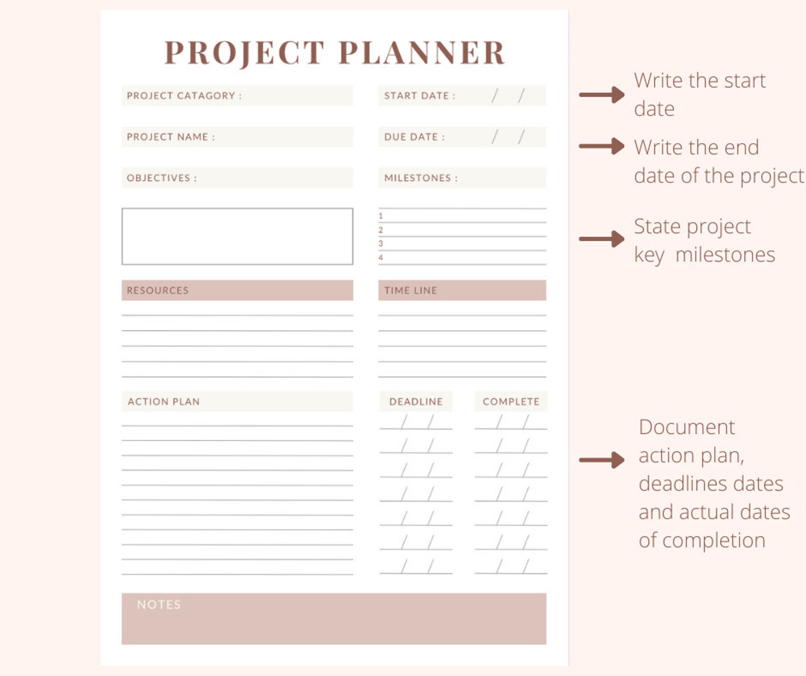 Project Planner Printable | Project Planner Template | Project Planner ...