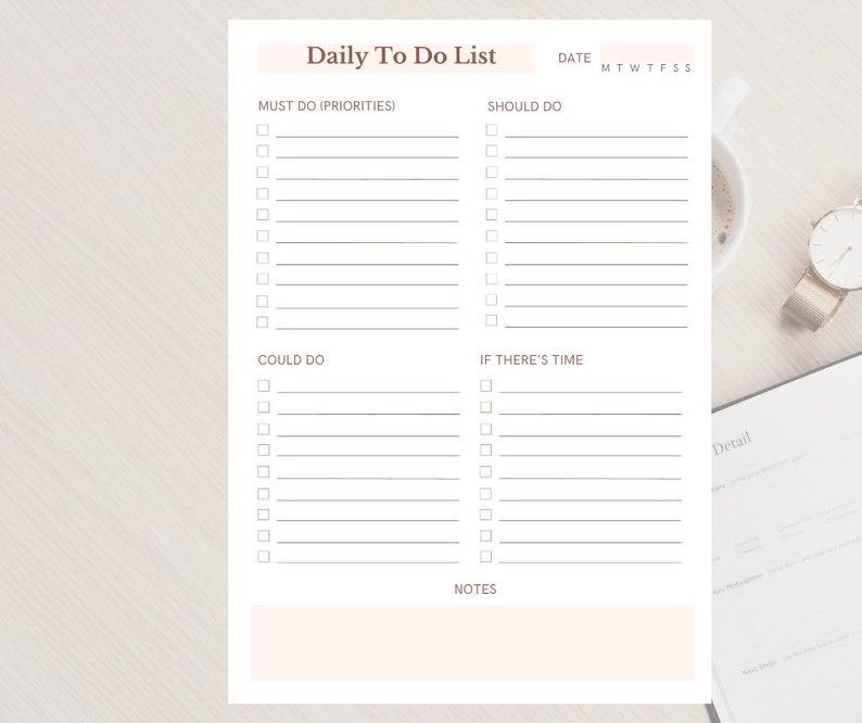 Minimal Daily to Do List Printable Simple Tasks List Template ...