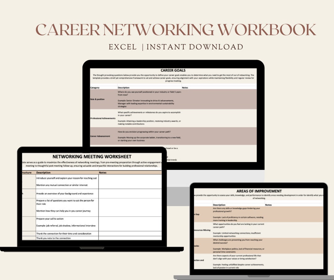 Career Networking Workbook, Career Templates, Networking Templates ...
