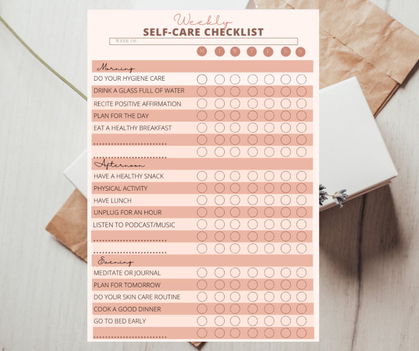 Self Care Checklist Printable | Self Care Routine | Wellness Planner ...