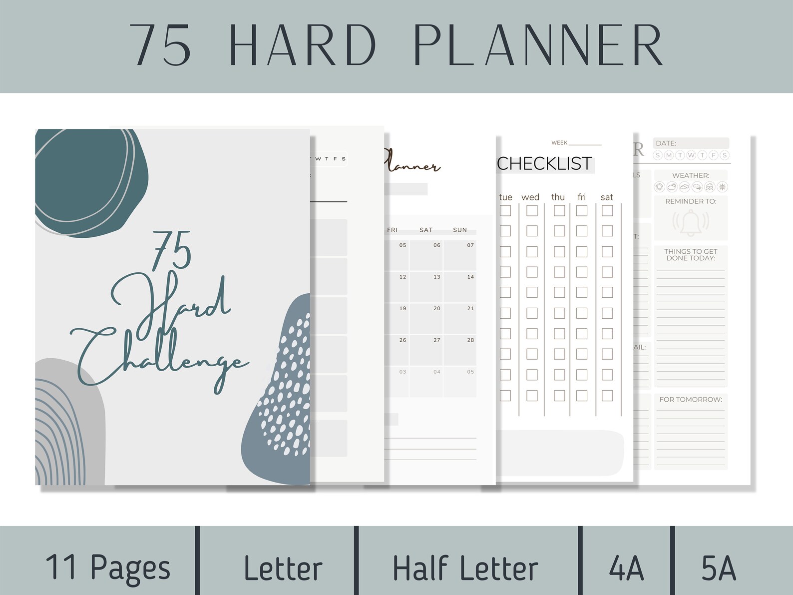 75 Hard Challenge Printable 75 Hard Plan, Keep on Track, Journal, Track ...