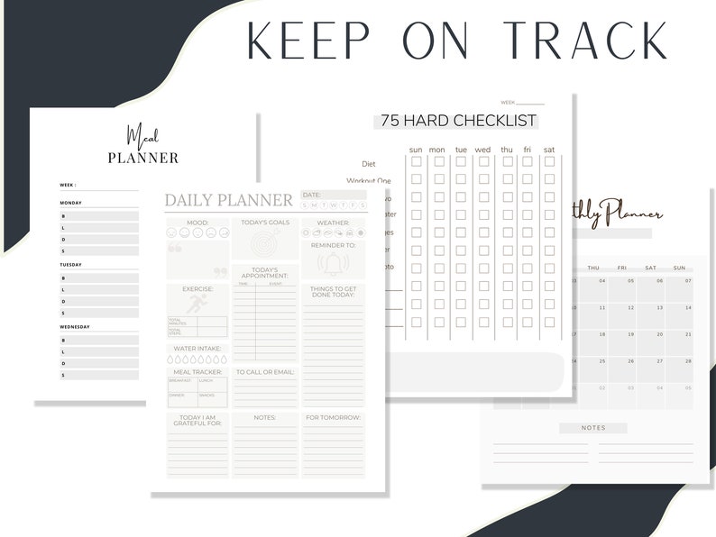 75 Hard Challenge Printable 75 Hard Plan, Keep on Track, Journal, Track ...