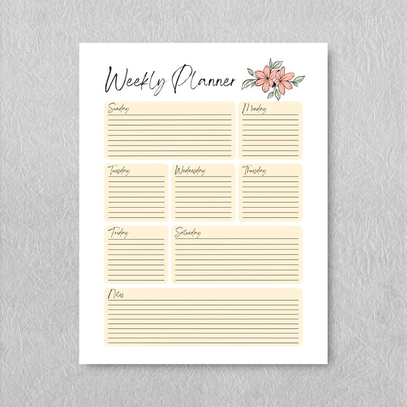 Printable Floral Weekly Planner - Etsy