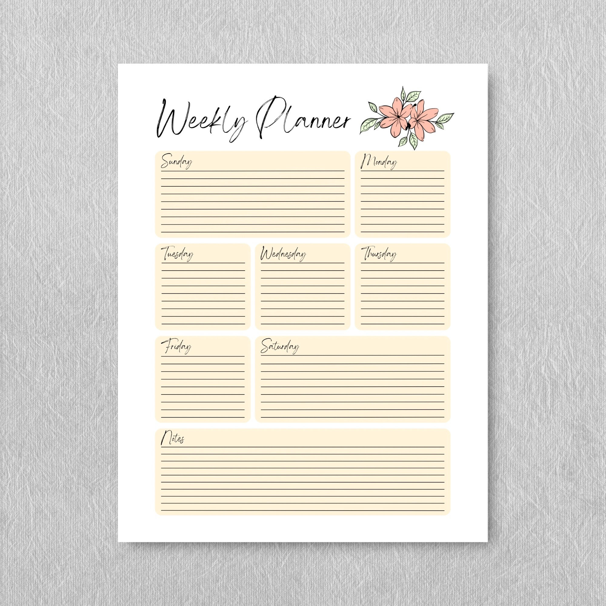 Printable Floral Weekly Planner - Etsy