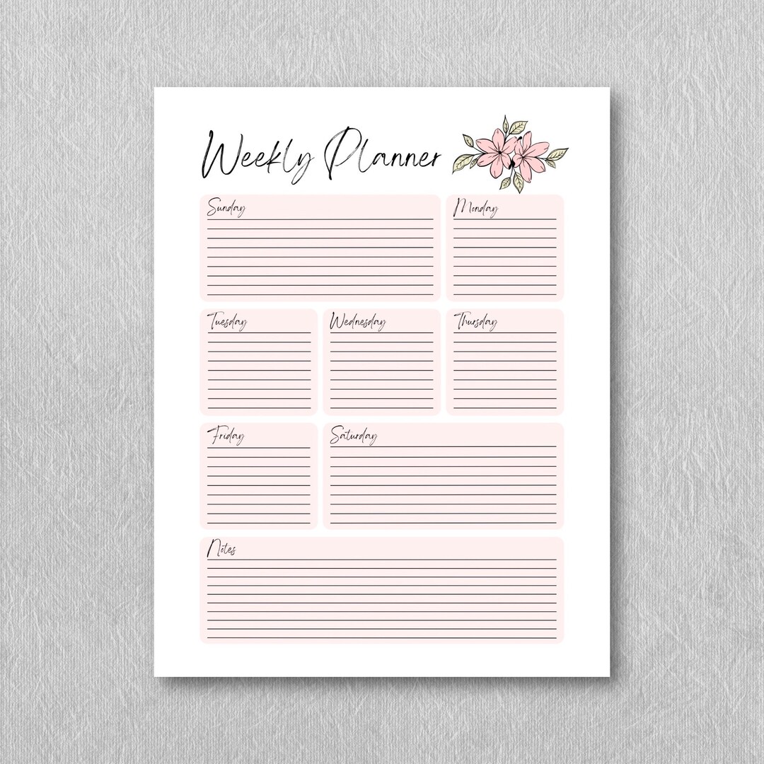 Printable Floral Weekly Planner - Etsy