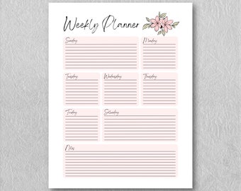 Printable Floral Weekly Planner 02, A4 Weekly Planner instant Download ...