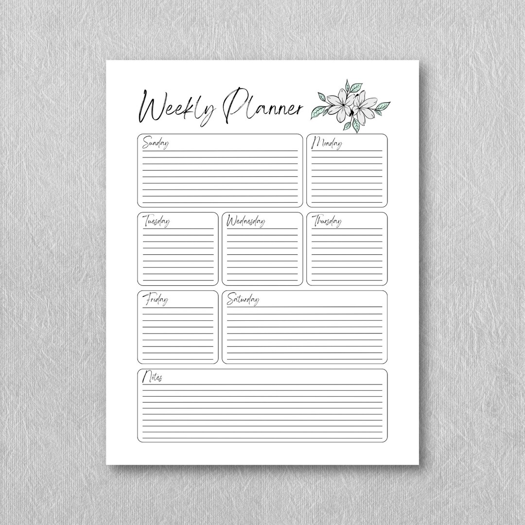 Printable Floral Weekly Planner - Etsy