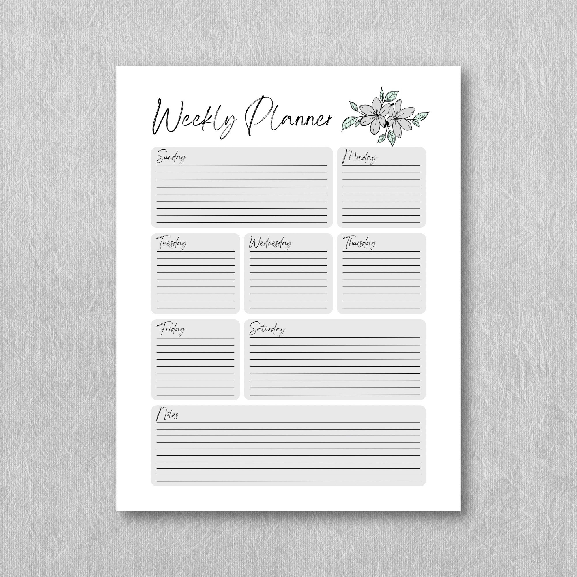 Printable Floral Weekly Planner - Etsy