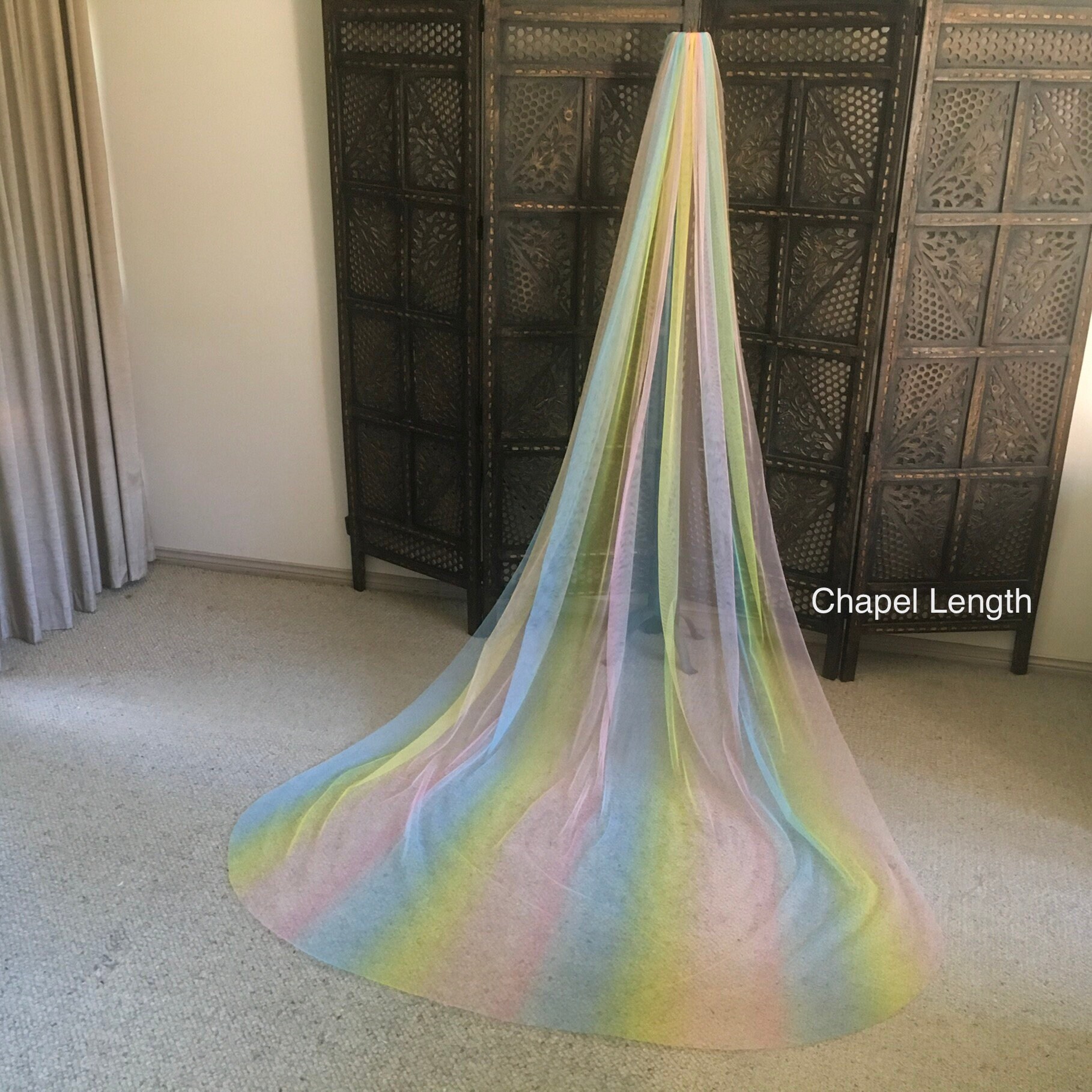 BO Rainbow Veil Boho Soft Tulle Wedding Veil Cut Edge Veil - Etsy