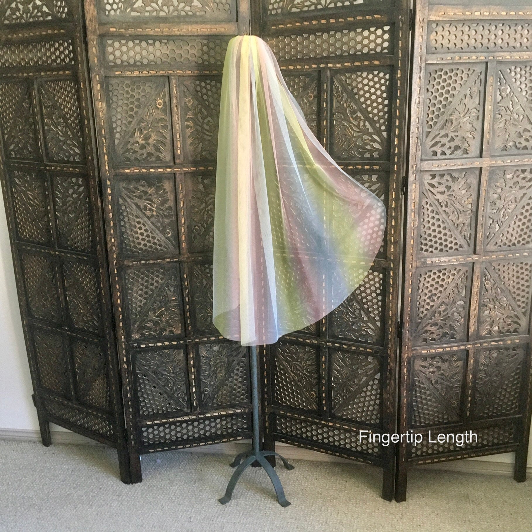 BO Rainbow Veil Boho Soft Tulle Wedding Veil Cut Edge Veil - Etsy