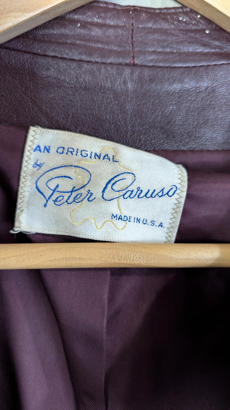 Vintage 60s-70s Peter Caruso Genuine Leather Dark Plum Burgundy Trench ...