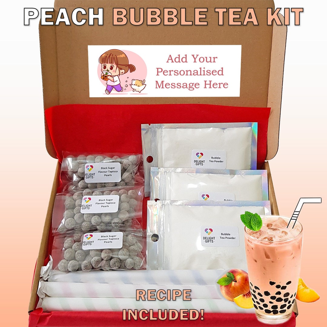 DIY Peach Bubble Tea Letterbox Gift | Bubble Tea Kit | Boba Tea Kit ...