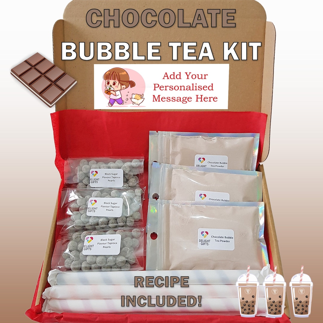 DIY Chocolate Bubble Tea Letterbox Gift | Bubble Tea Kit | Boba Tea Kit ...