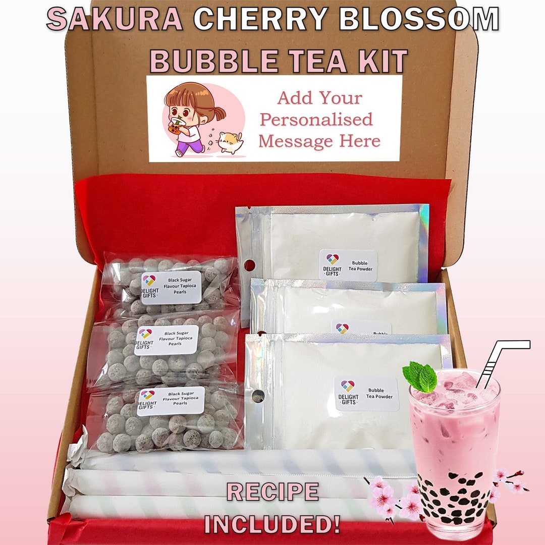 DIY Sakura Cherry Blossom Bubble Tea Letterbox Gift | Bubble Tea Kit ...