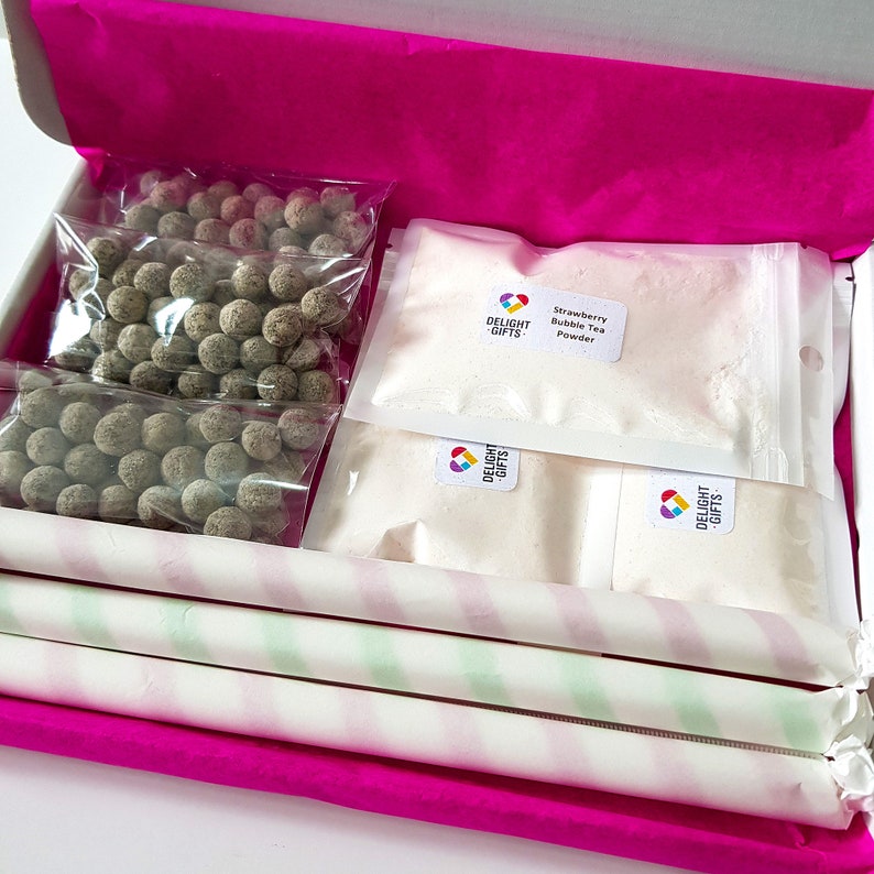 DIY Strawberry Bubble Tea Letterbox Gift Bubble Tea Kit - Etsy
