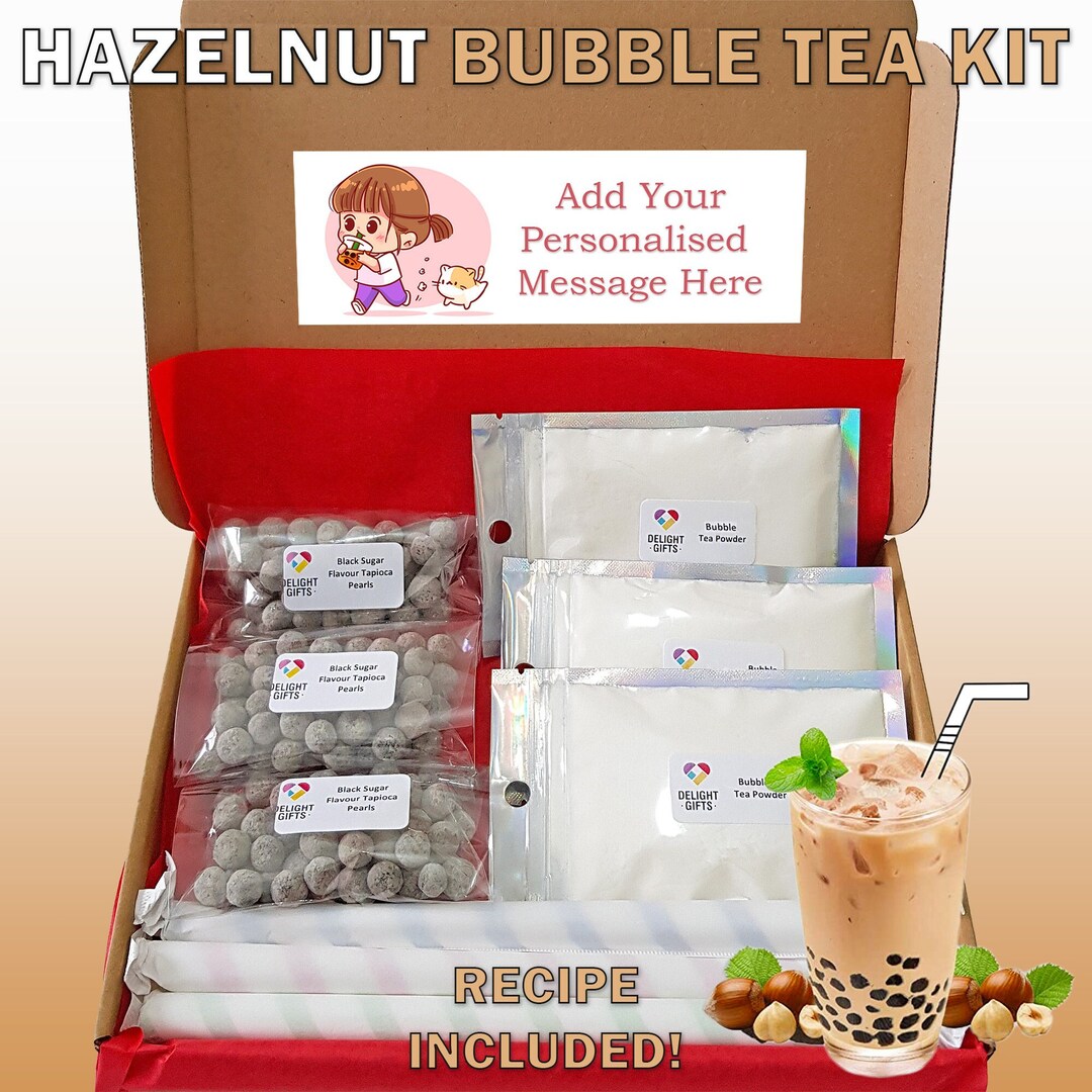 DIY Hazelnut Bubble Tea Letterbox Gift | Bubble Tea Kit | Boba Tea Kit ...