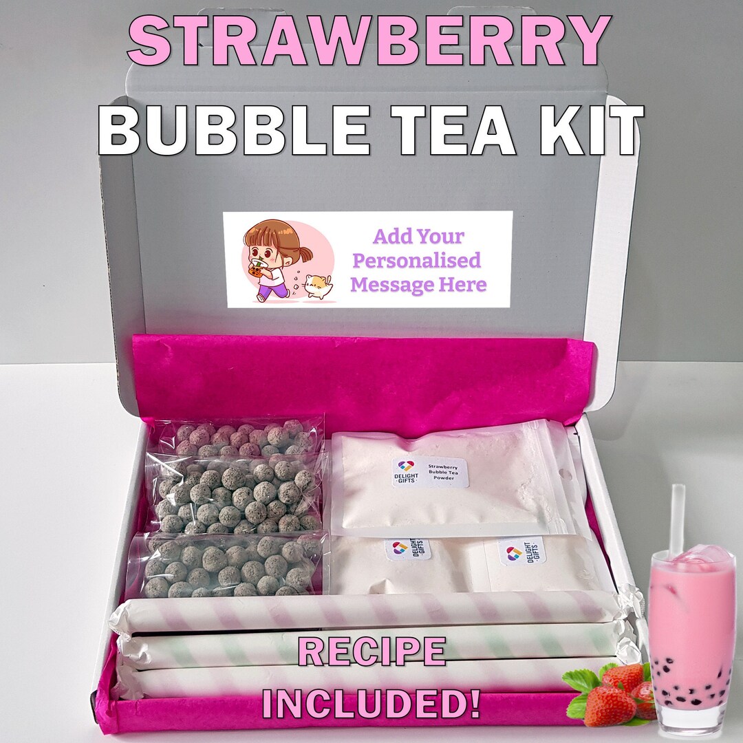 DIY Strawberry Bubble Tea Letterbox Gift | Bubble Tea Kit | Boba Tea ...