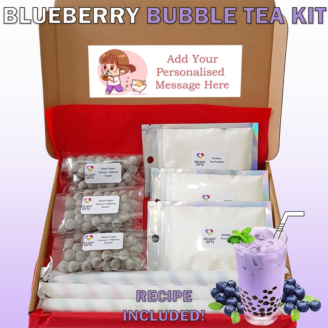 DIY Blueberry Bubble Tea Letterbox Gift | Bubble Tea Kit | Boba Tea Kit ...