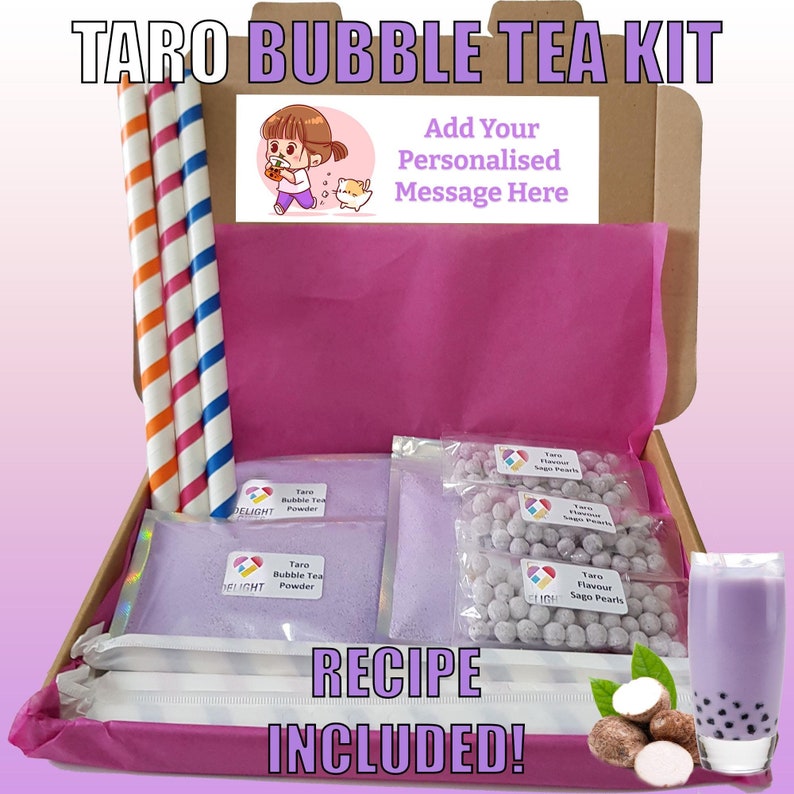 Purple Taro Bubble Tea DIY Kit – Letterbox Gift With Recipe & Wide ...