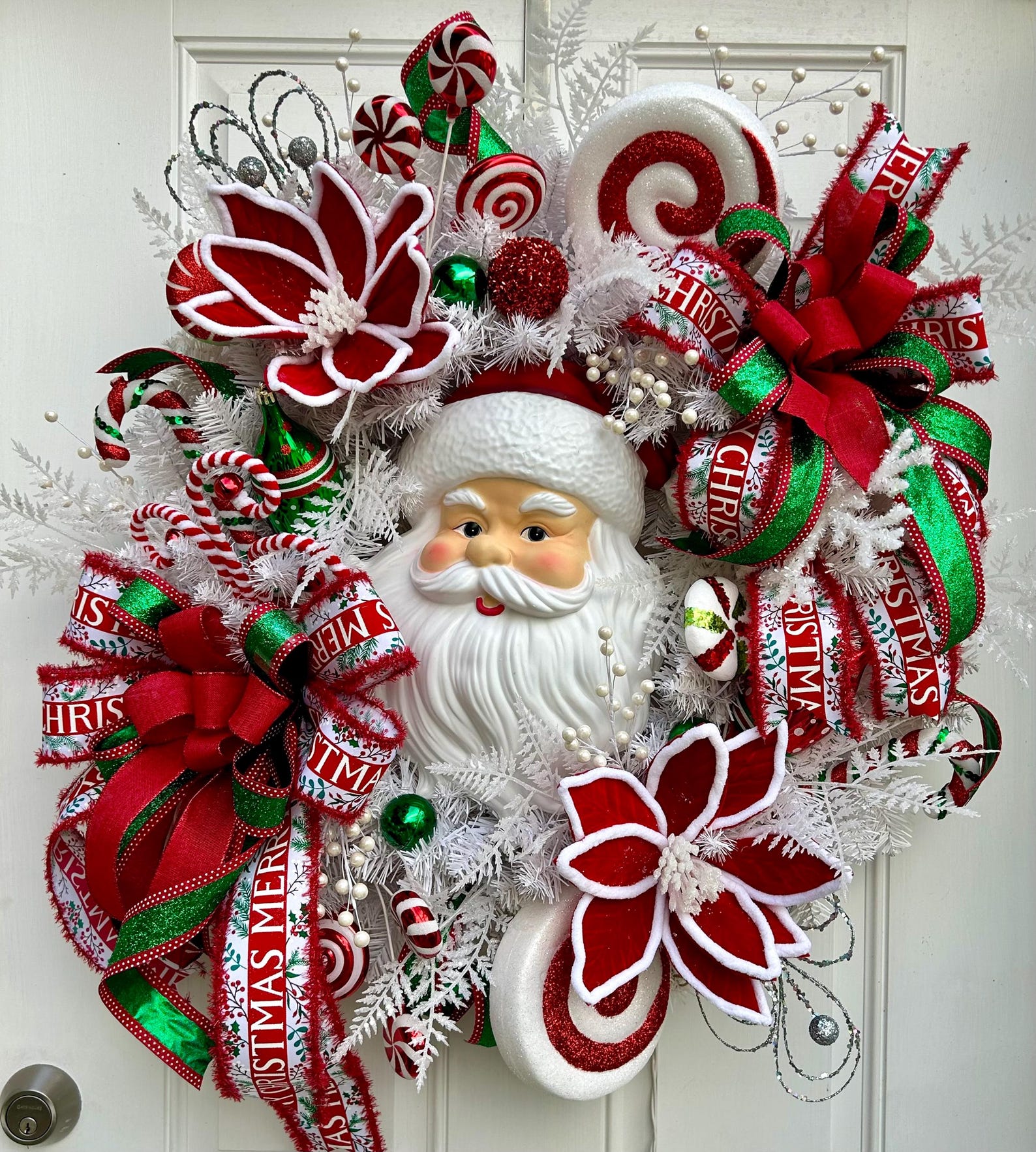 Santa Christmas Wreath, Santa Wreath, Santa Decor, Christmas Wreath - Etsy