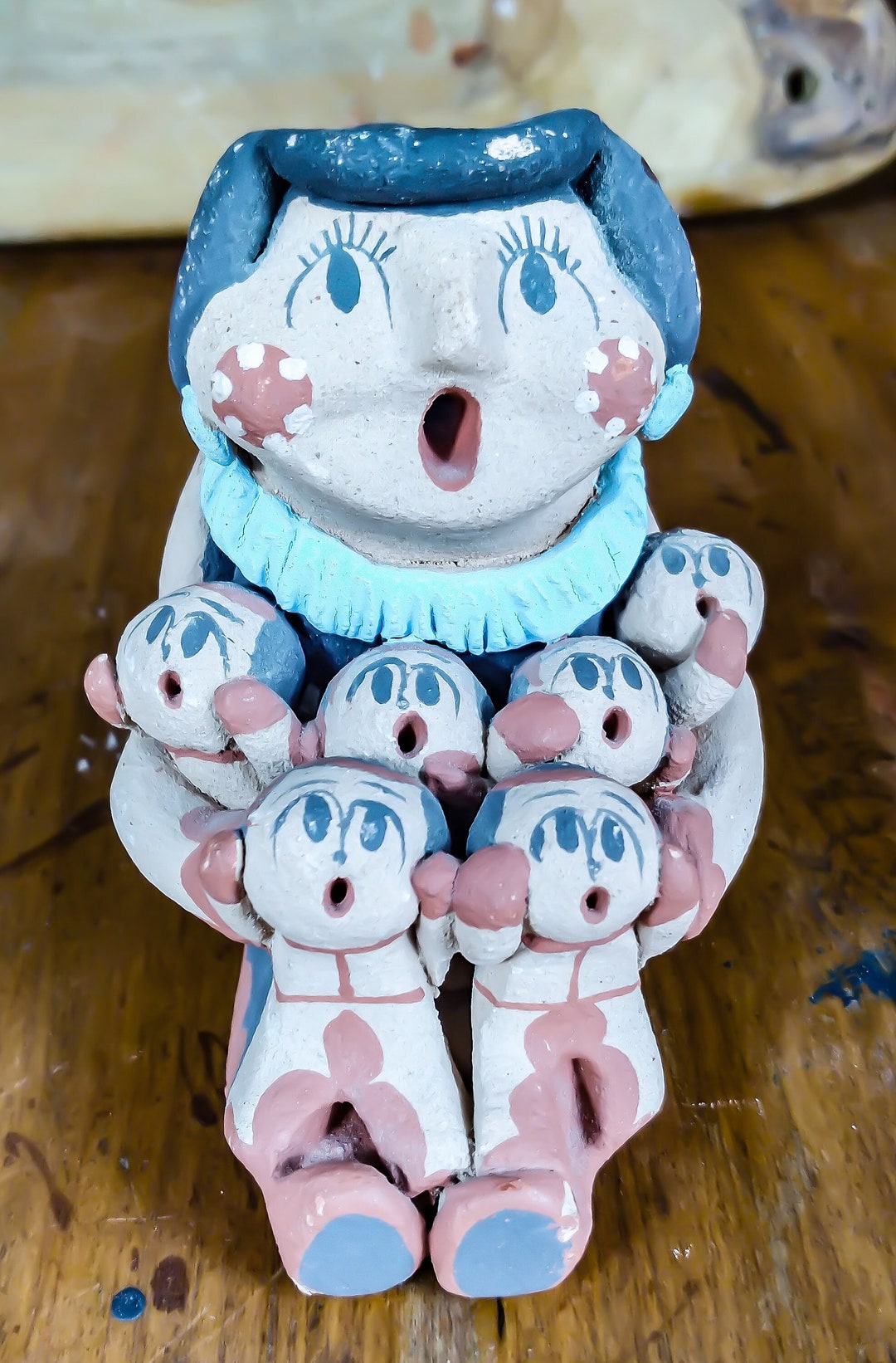 Jemez Pueblo Storyteller Clay Figurine With Six Babies by - Etsy