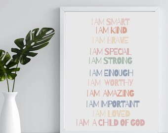 Positive Affirmations for Kids, Classroom Posters, I Am Affirmations ...