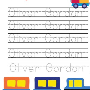 Custom Name Tracing Worksheet: Trains Handwriting Practice (digital ...