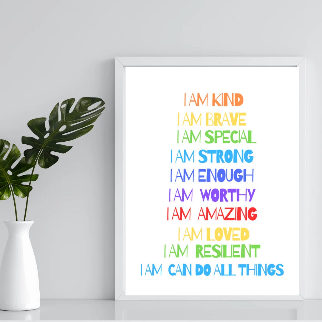 Positive Affirmations for Kids, Classroom Posters, I Am Affirmations ...