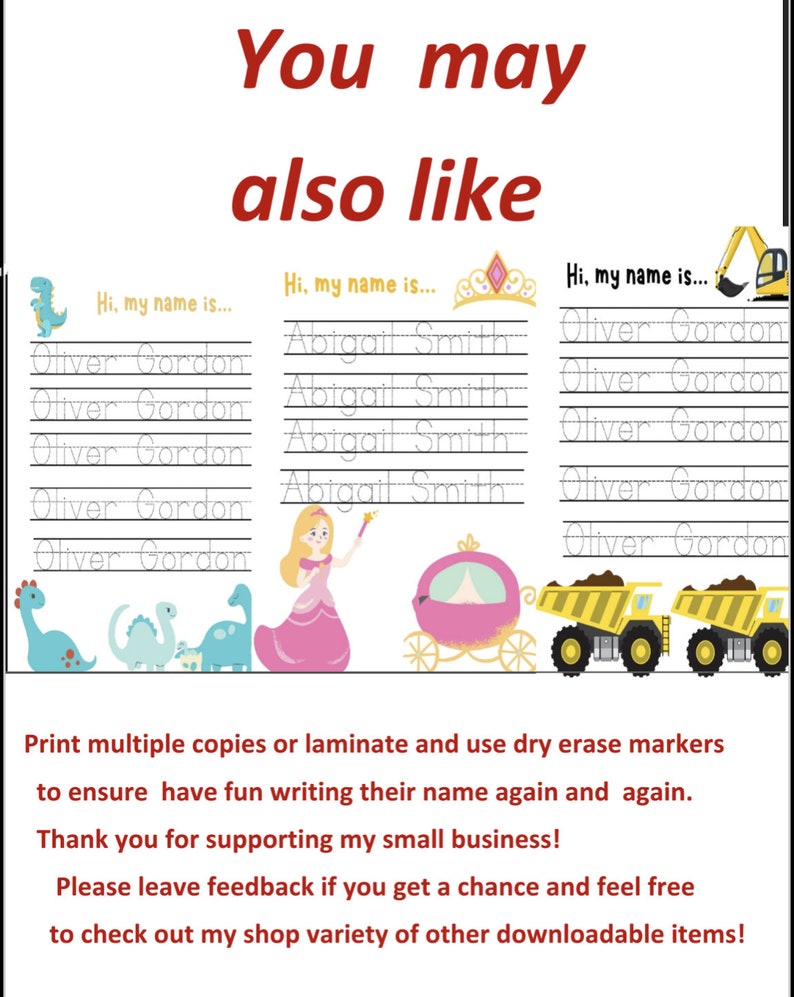 Trucks Custom Name Tracing Worksheet: Handwriting Practice (digital ...