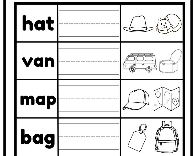 Read, Write, and Color: Short Vowels A,e,i,o,u - Etsy