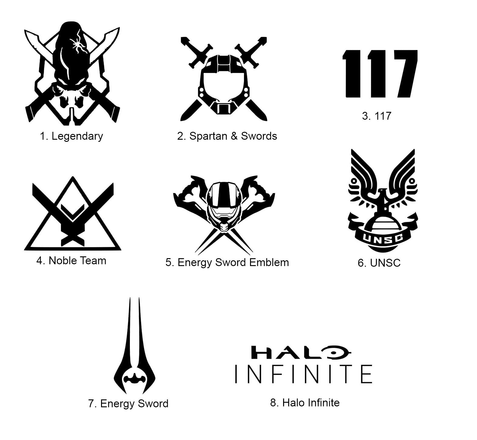 Halo Vinyl Decal Stickers Halo Infinite UNSC Master Chief 117 Noble ...