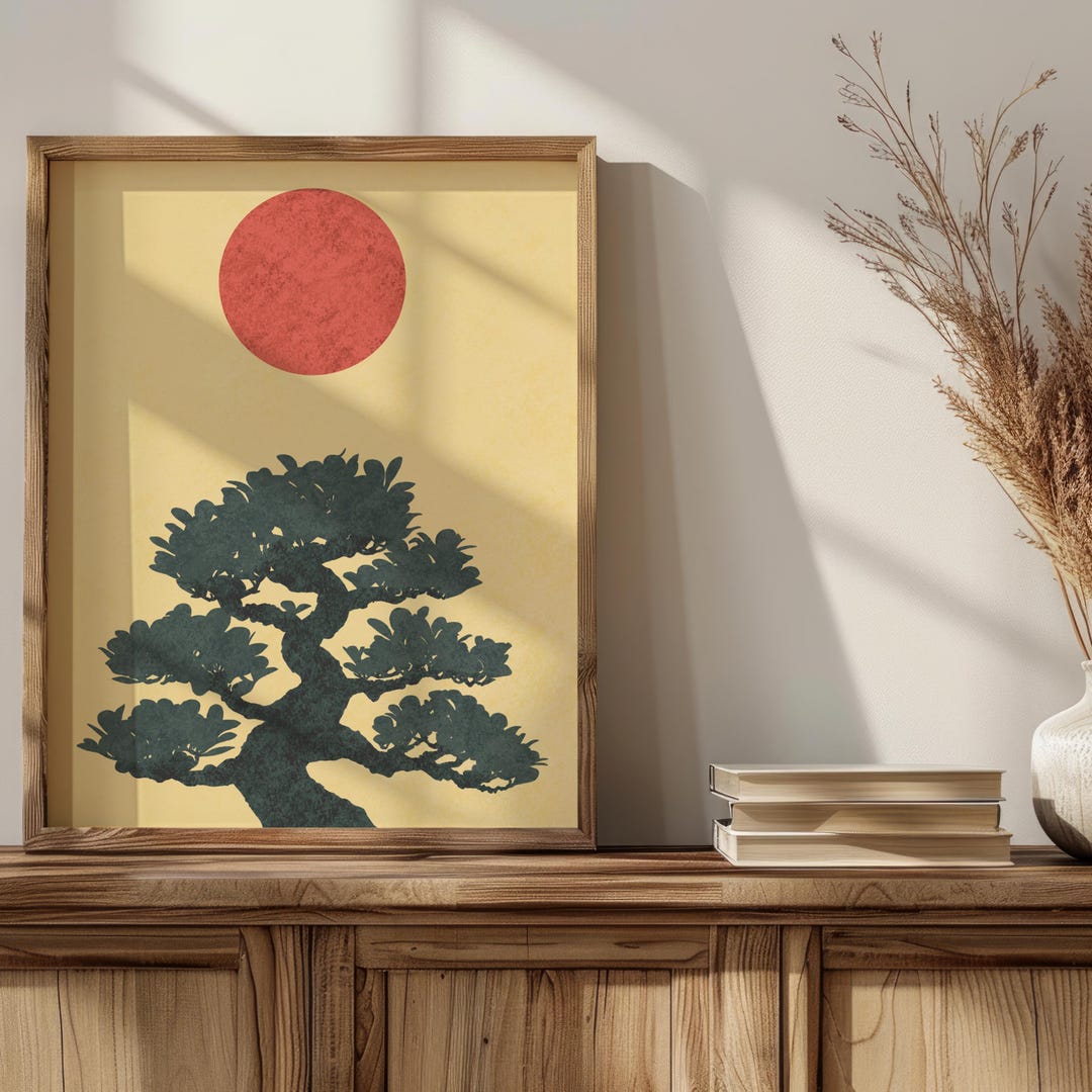 Japanese Bonsai Tree Art Print: Minimalist Zen Decor (digital Download ...