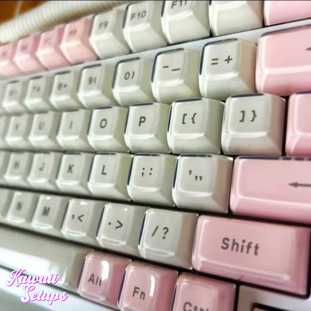 Kawaii Pink and White Jelly Keycaps Set Cute Key Cap Collection 117 ...