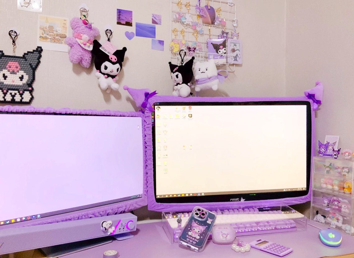 Kuromi Sanrio Pc Monitor Cover Anime Gaming Setup Decor Etsy