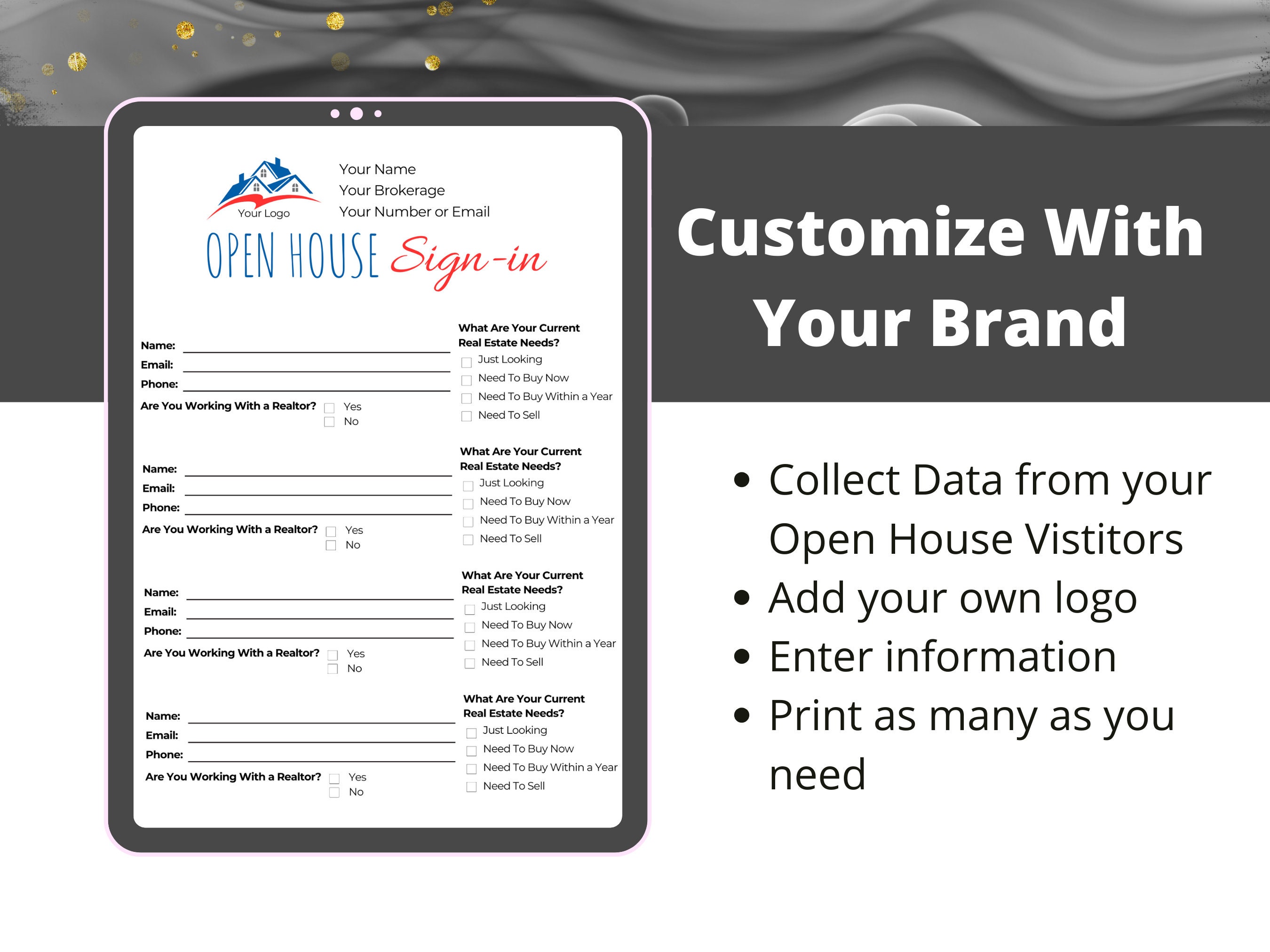 Customizable Real Estate Open House Sign-in Sheet Template for New ...