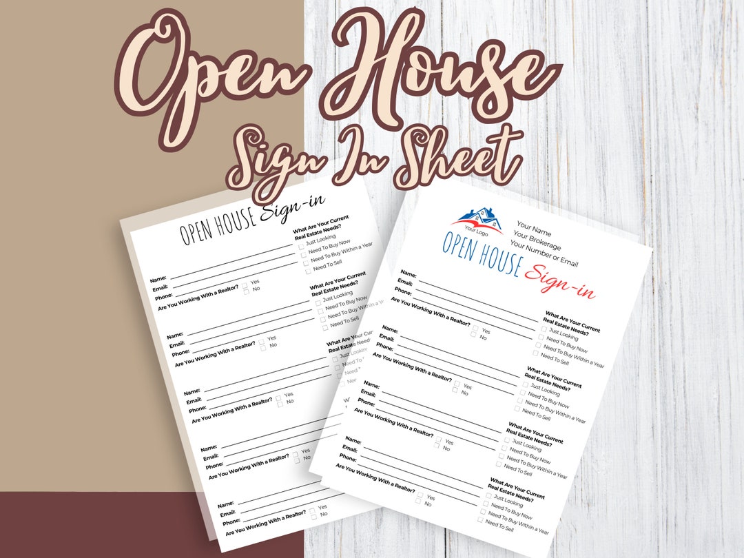 Customizable Real Estate Open House Sign-in Sheet Template for New ...