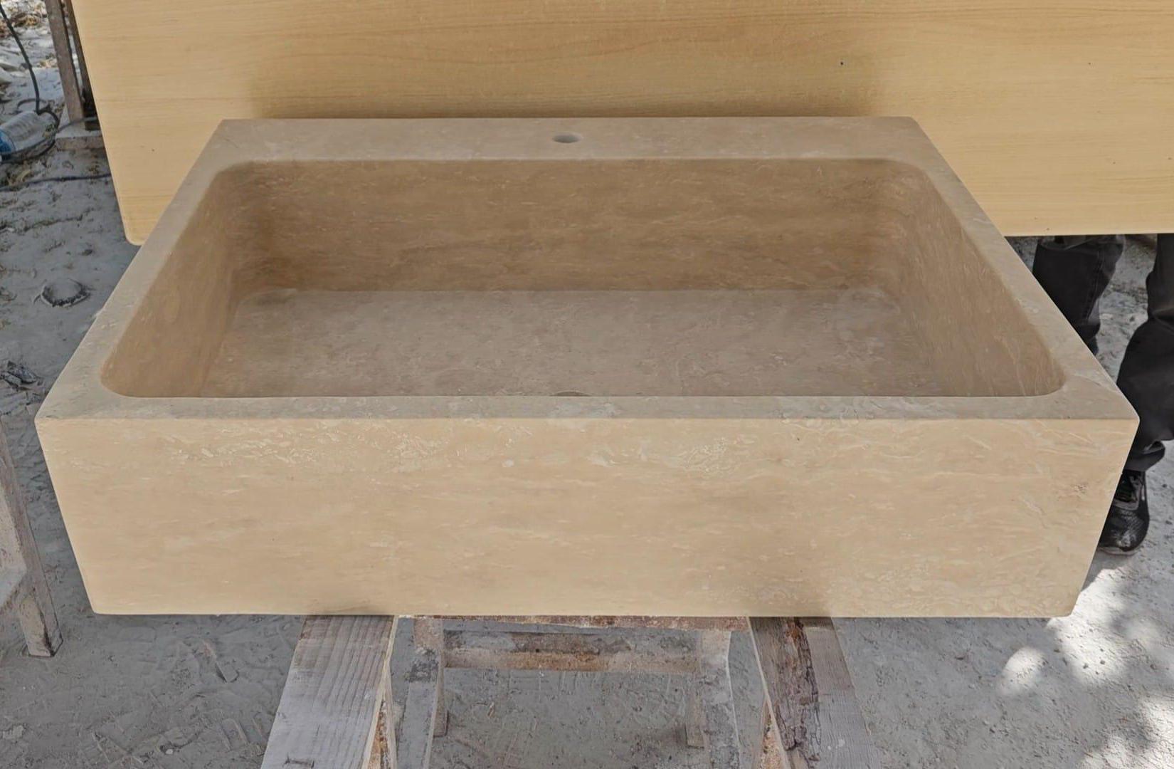 Travertine Luxury Farm House Kitchen Sink, Farm House Marble Sink ...