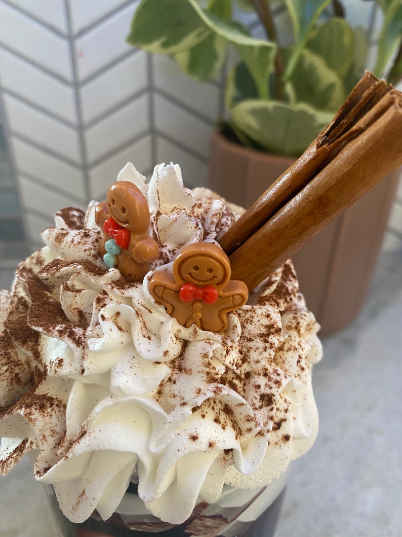 Gingerbread Man Faux Whipped Topping Cup Topper - Etsy