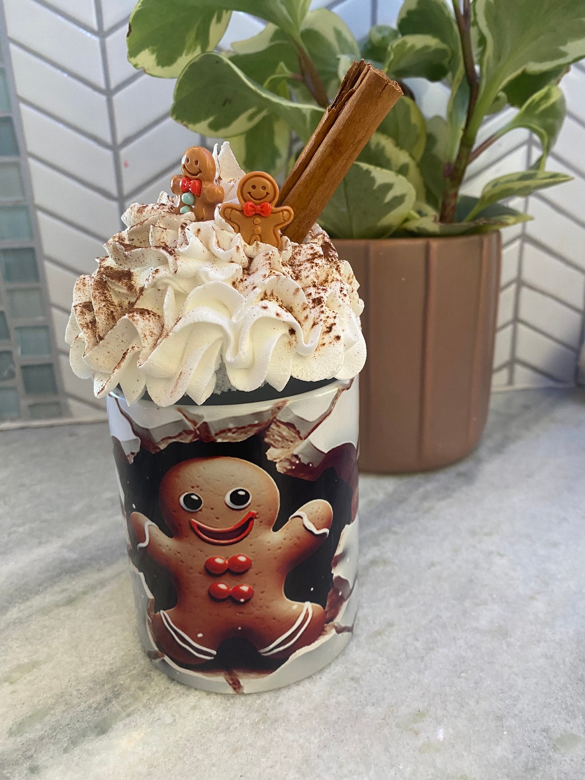 Gingerbread Man Faux Whipped Topping Cup Topper - Etsy