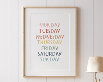 Rainbow Days of the Week Poster, Printable Educational Wall Art ...