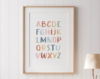 Floral Garden Alphabet Poster, ABC Watercolor Cottagecore Print ...