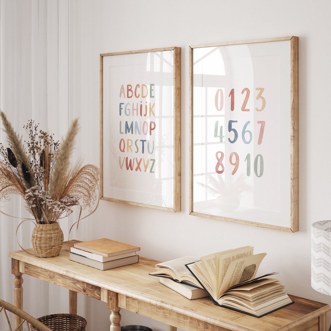 Rainbow Alphabet and Numbers Posters ABC Print Printable Educational ...