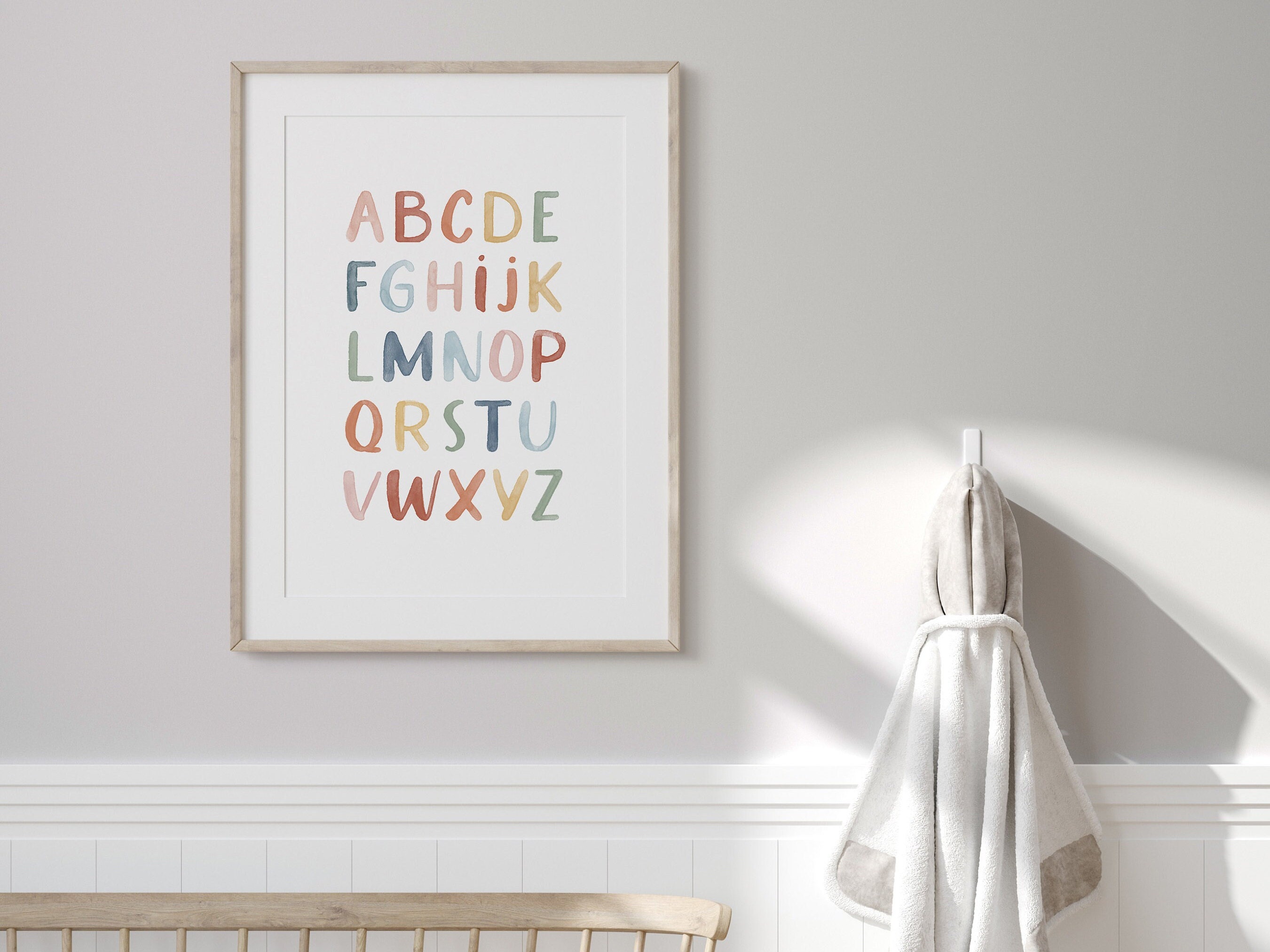 Rainbow Alphabet Poster ABC Kids Room Decor Educational Wall Art ...