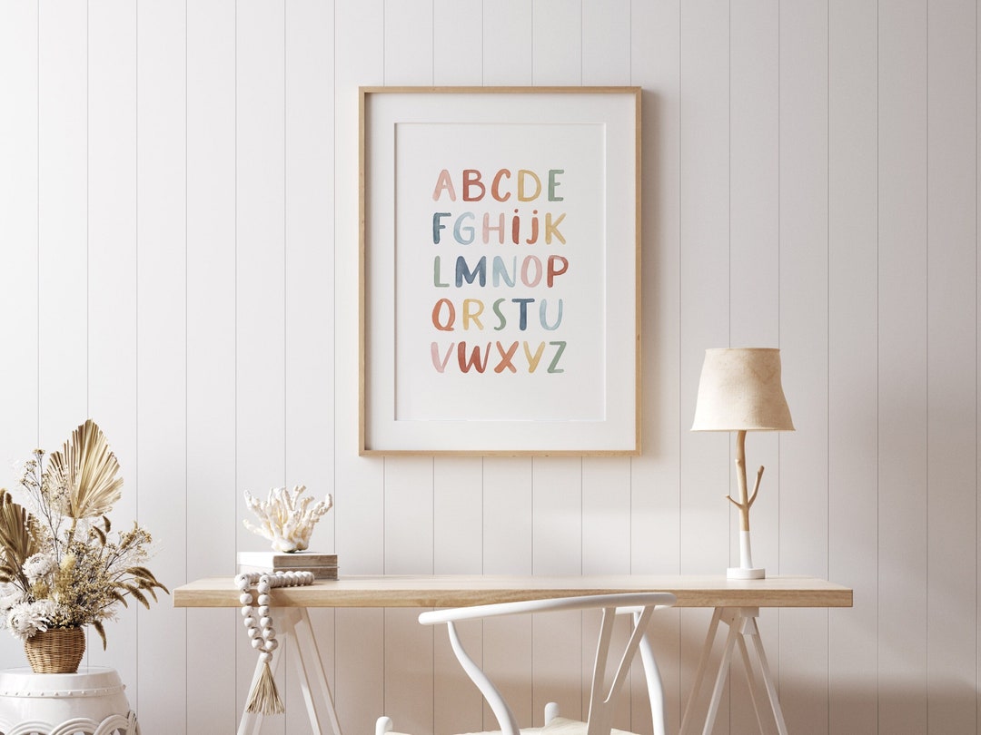 Rainbow Alphabet Poster ABC Kids Room Decor Educational Wall Art ...