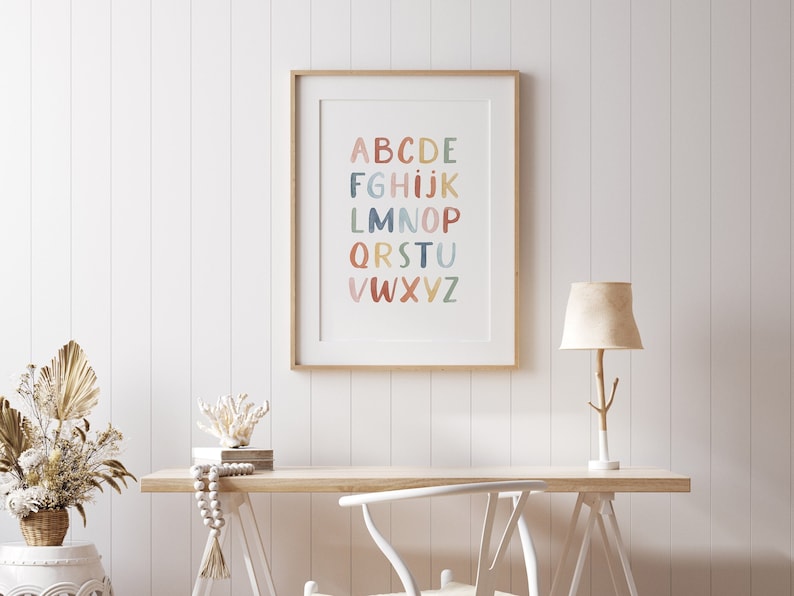 Rainbow Alphabet Poster ABC Kids Room Decor Educational Wall Art ...