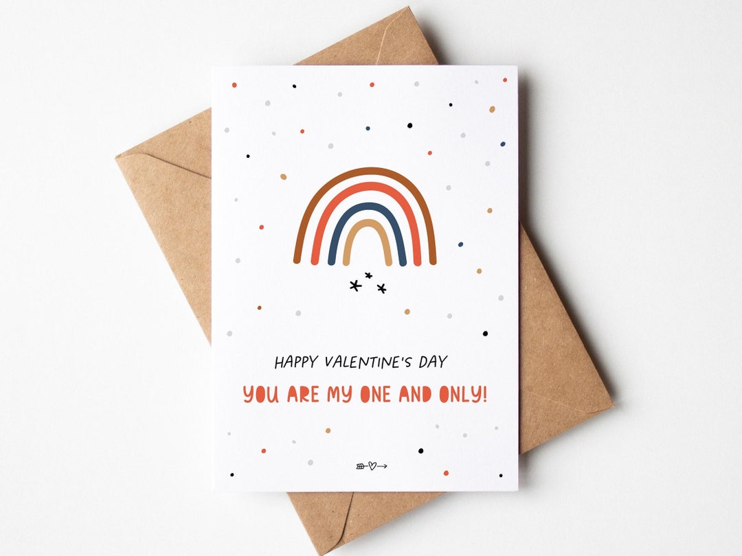 Valentines Day Card PRINTABLE Valentine Card Rainbow Kids Valentines ...