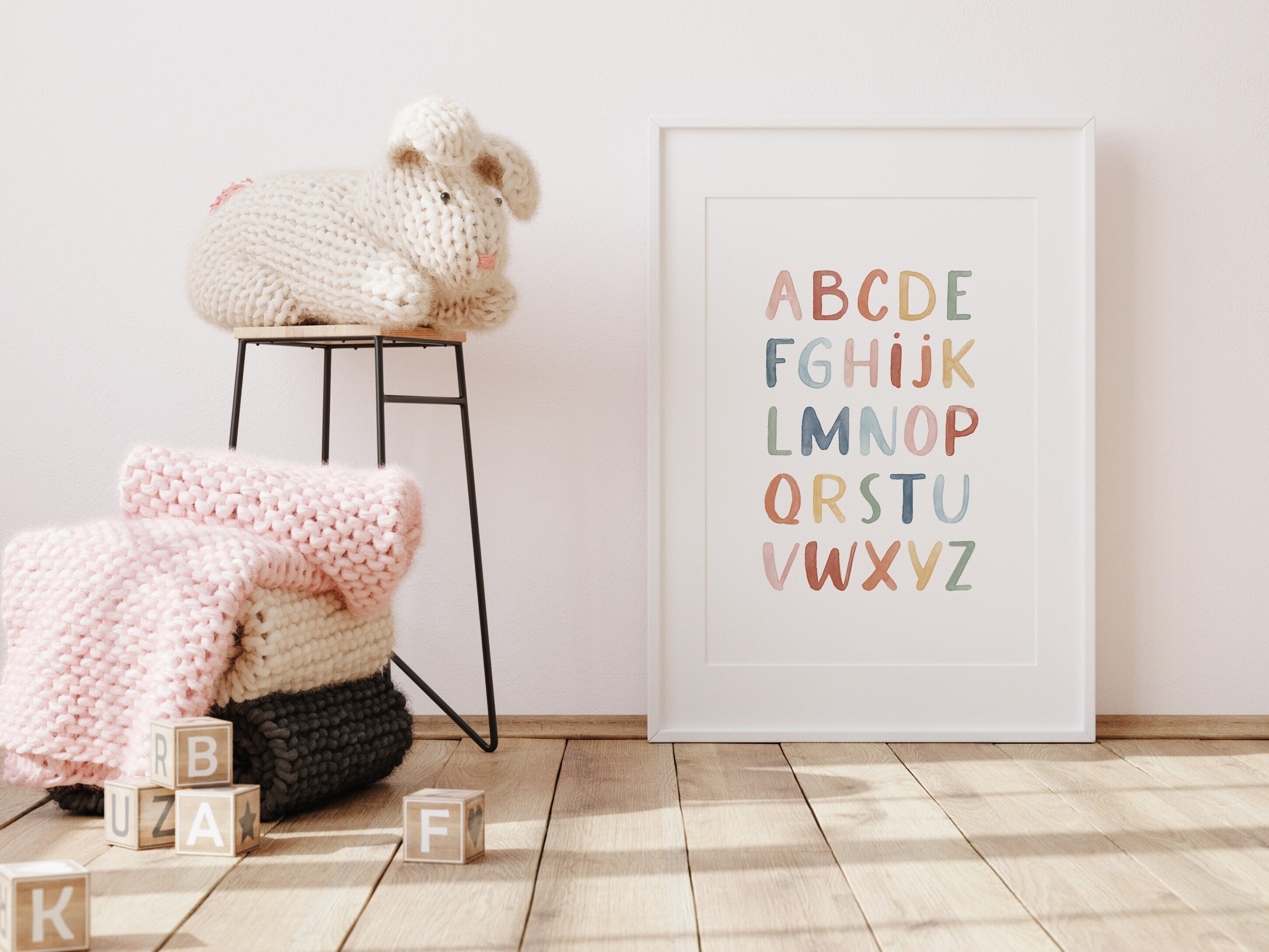 Rainbow Alphabet Poster ABC Kids Room Decor Educational Wall Art ...