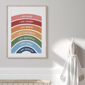 Affirmations for Kids, Rainbow Affirmations Print, I Am Kind Smart ...