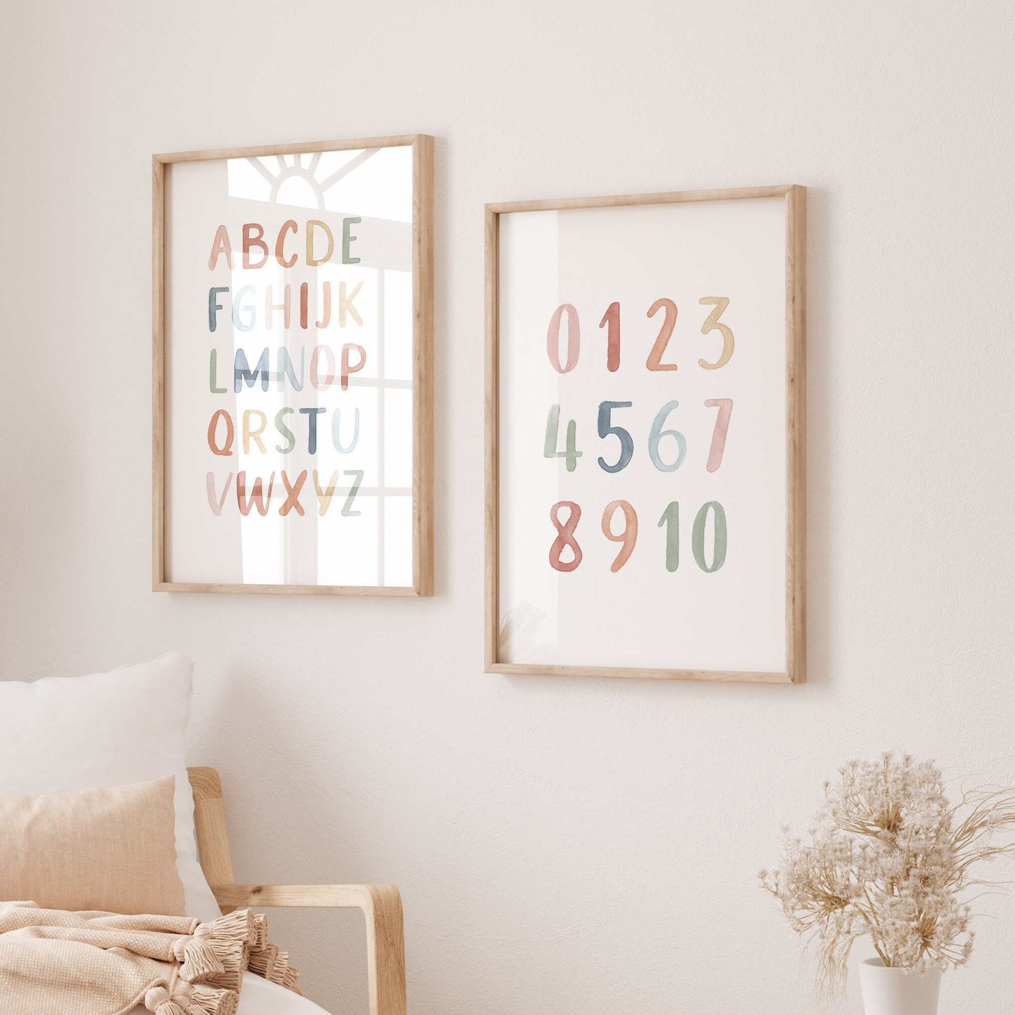 Rainbow Alphabet and Numbers Posters ABC Print Printable Educational ...