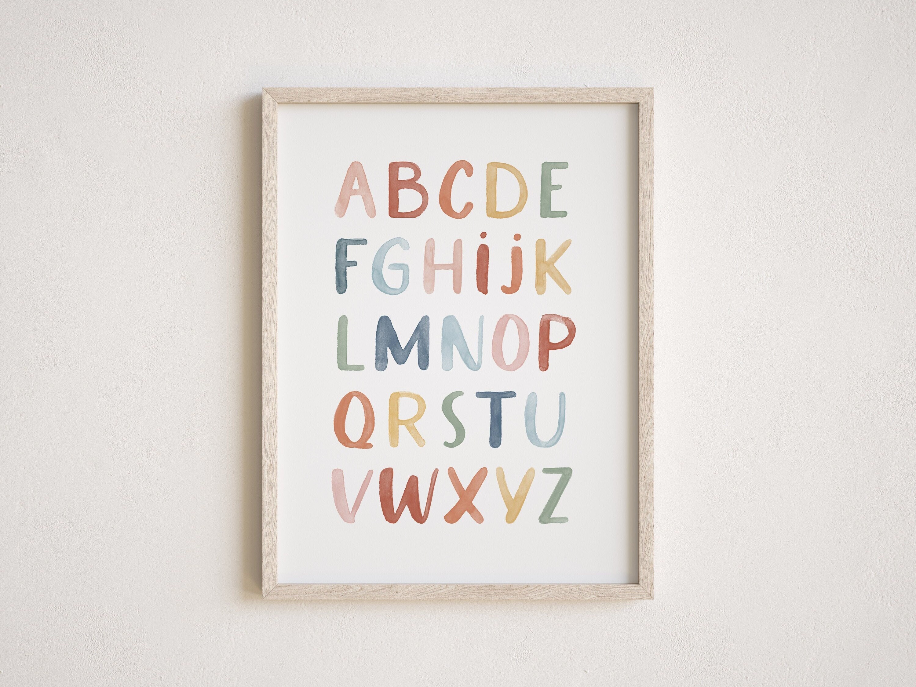 Rainbow Alphabet Poster ABC Kids Room Decor Educational Wall Art ...